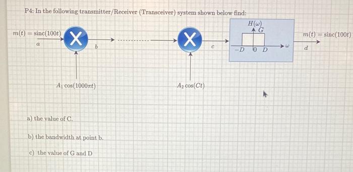 P4: In the following transmitter/Receiver | Chegg.com