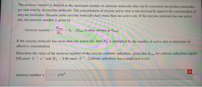 Solved The turnover number is defined as the maximum number | Chegg.com