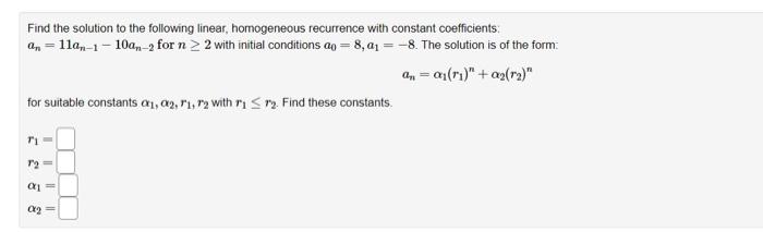 Solved Find The Solution To The Following Linear