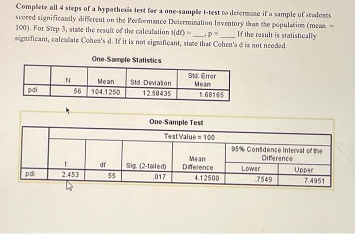 Solved Complete all 4 steps of a hypothesis test for a | Chegg.com