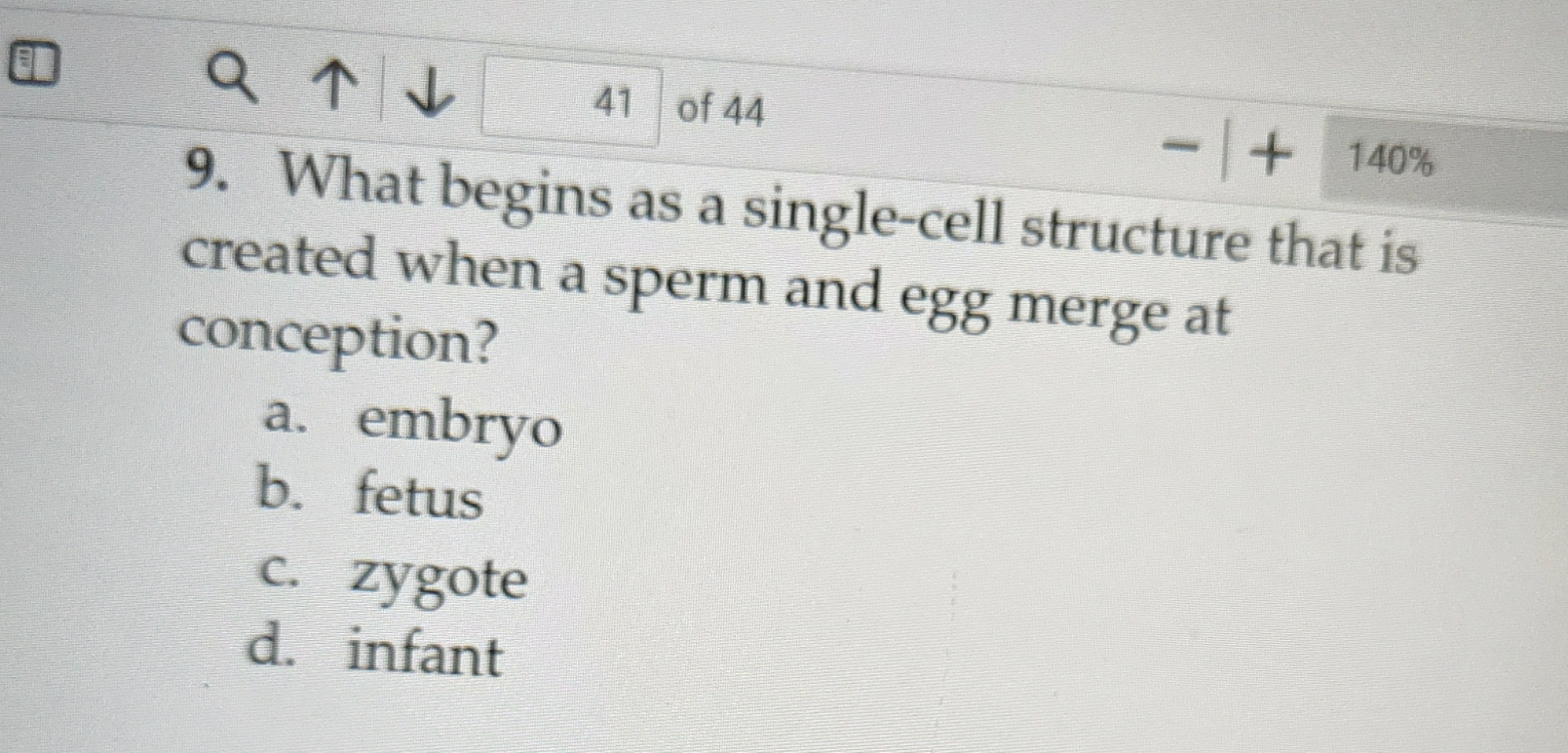Solved a of 44-1+140%What begins as a single-cell structure | Chegg.com
