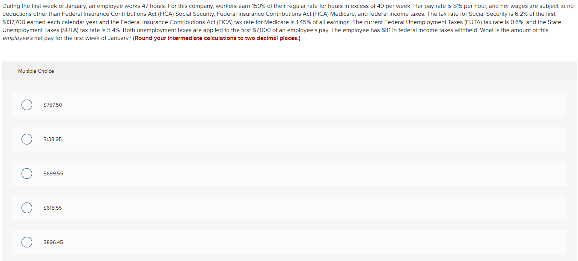 Solved During the first week of January, an employee works | Chegg.com