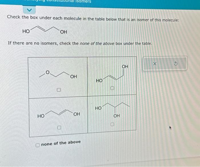 Solved Check the box under each molecule in the table below | Chegg.com