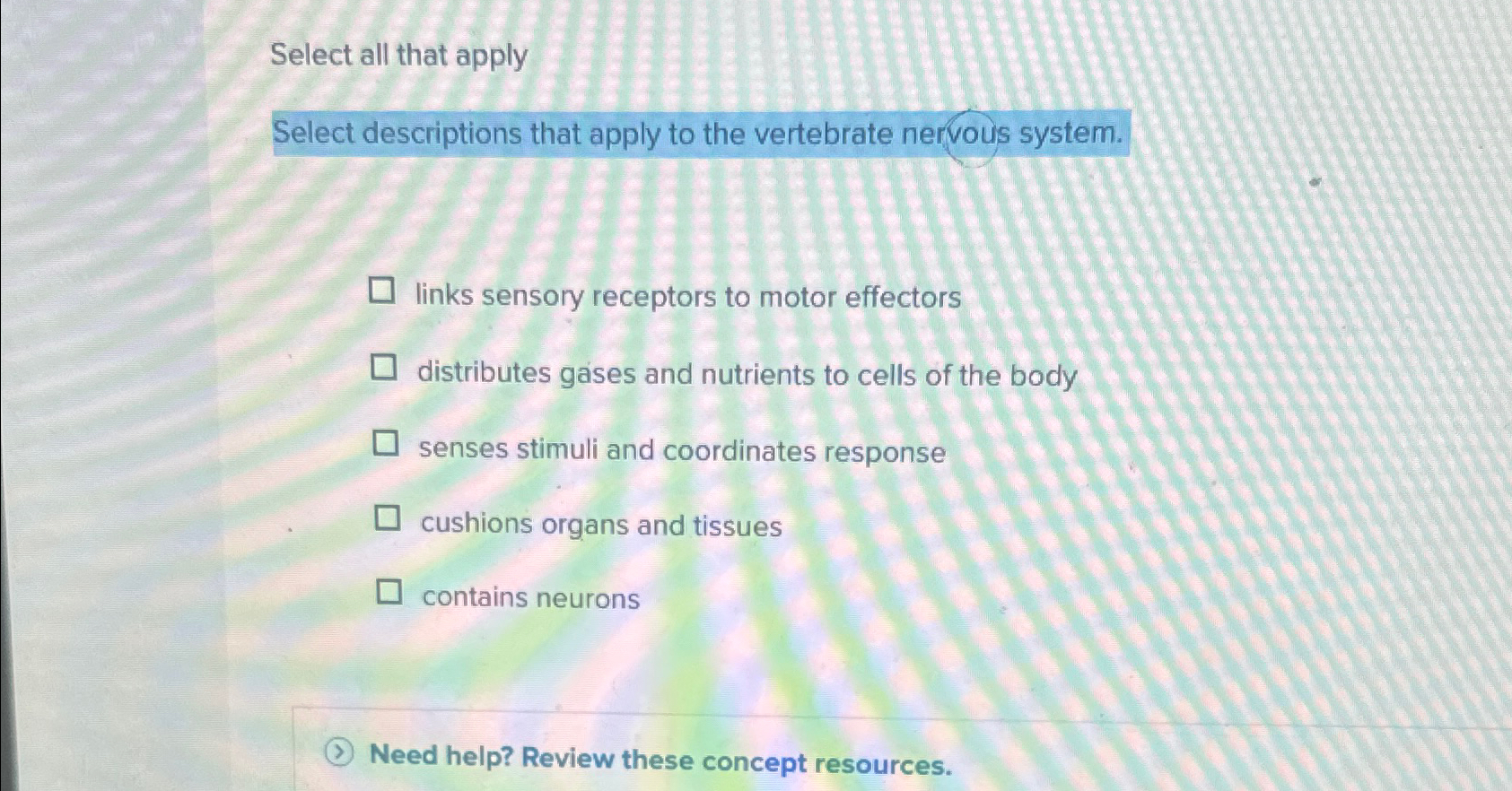 Solved Select all that applySelect descriptions that apply | Chegg.com