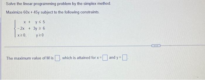 Solved Solve the linear programming problem by the simplex | Chegg.com