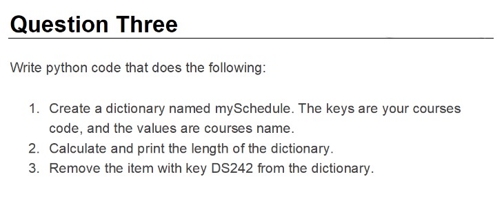 Solved Q3: Write python code that does the following:1. | Chegg.com