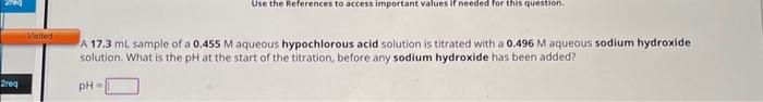 Solved A 17.3 mL sample of a 0.455M aqueous hypochlorous | Chegg.com