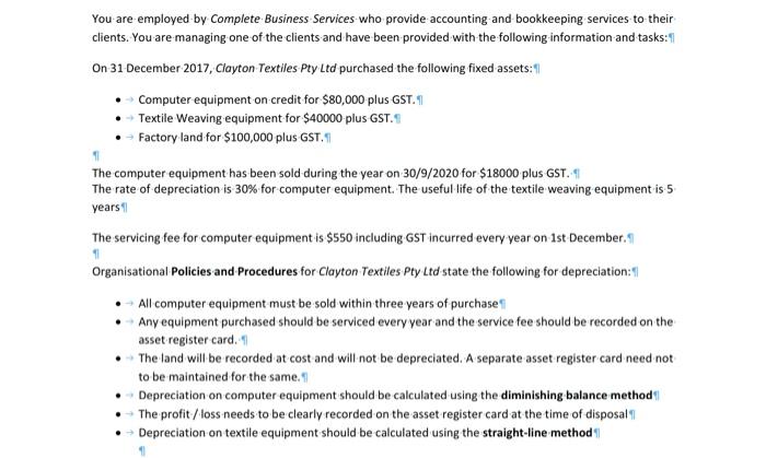 Solved You are employed by Complete Business Services who | Chegg.com