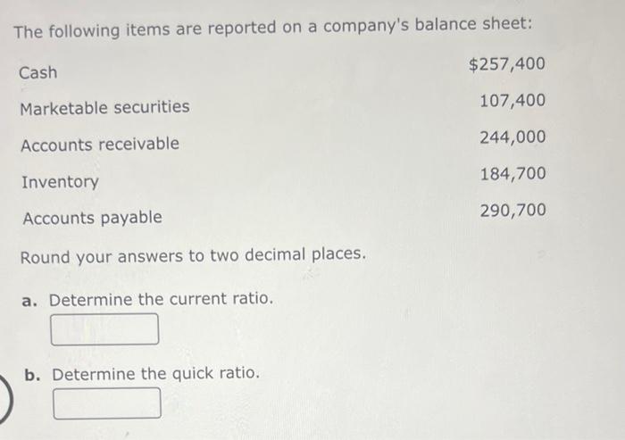 Solved The following items are reported on a company's | Chegg.com