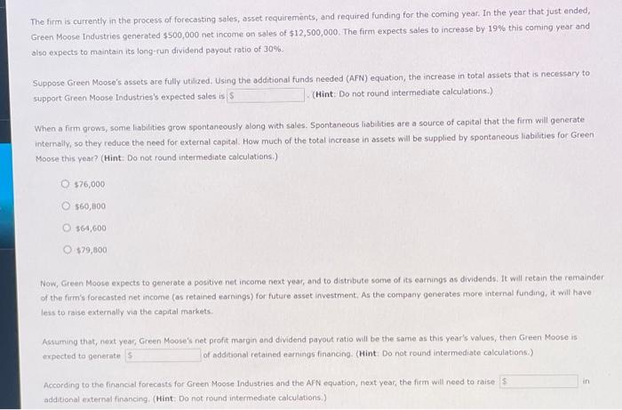 Solved 6. The Additional Funds Needed (AFN) equation Green | Chegg.com