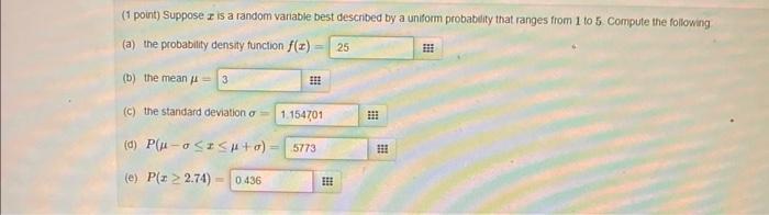Solved (1 point) Suppose x is a random variable best | Chegg.com