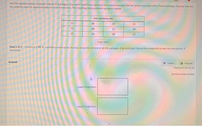 Solved An FoA representative randomly selects 12 packages of | Chegg.com
