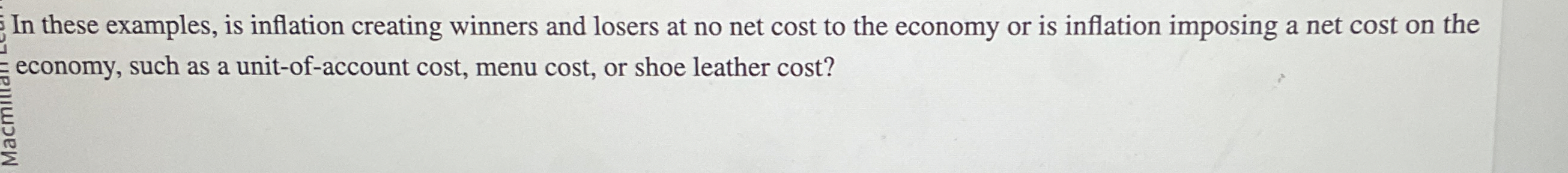 Solved In these examples, is inflation creating winners and | Chegg.com