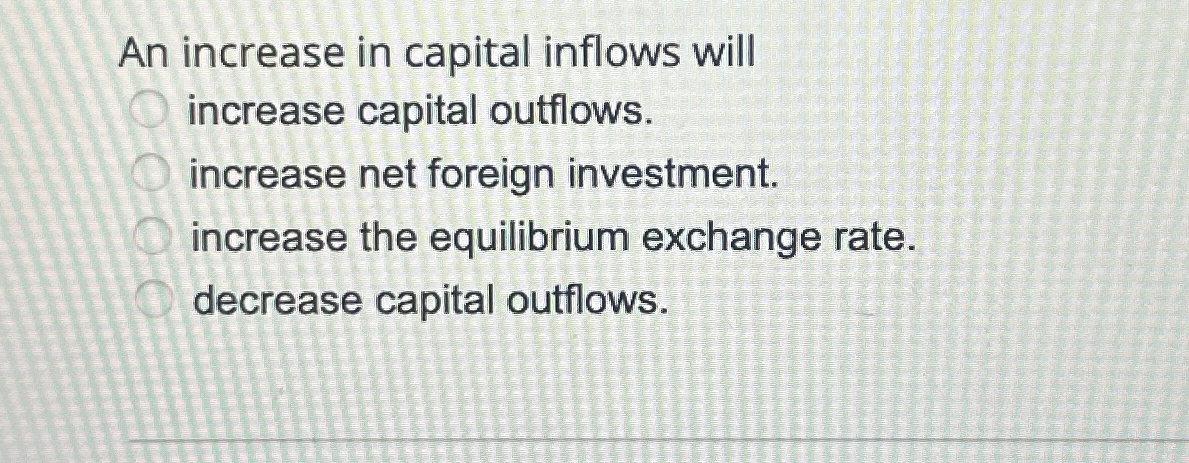 Solved An increase in capital inflows will increase capital | Chegg.com