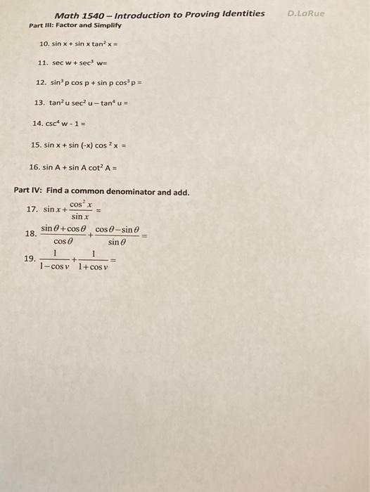 Solved D. LaRue Math 1540 - Introduction to Proving | Chegg.com
