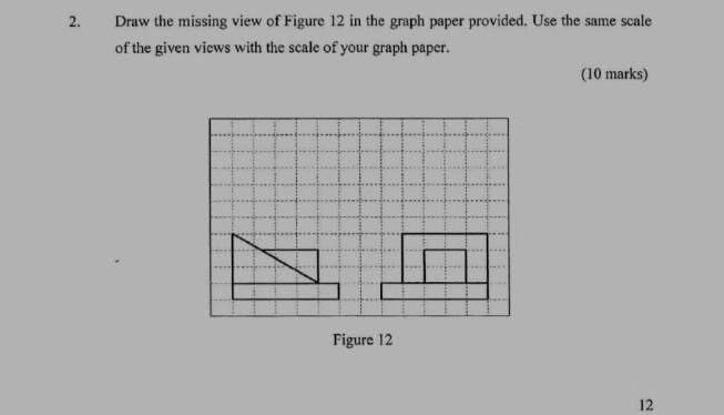 Solved Draw the missing view of Figure 12 in the graph paper | Chegg.com