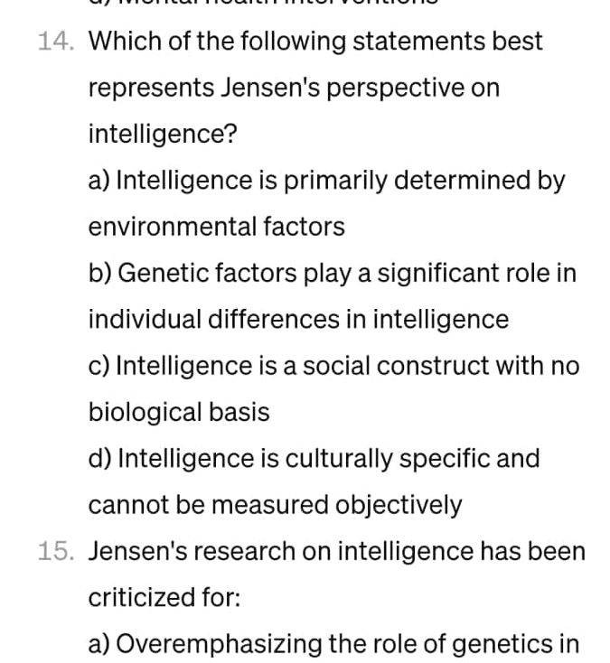 Solved Which of the following statements best represents | Chegg.com