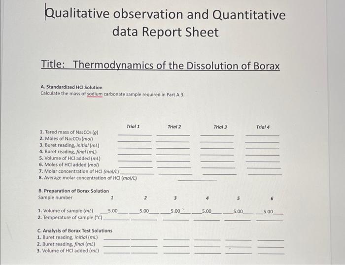 Solved Qualitative observation and Quantitative data Report | Chegg.com