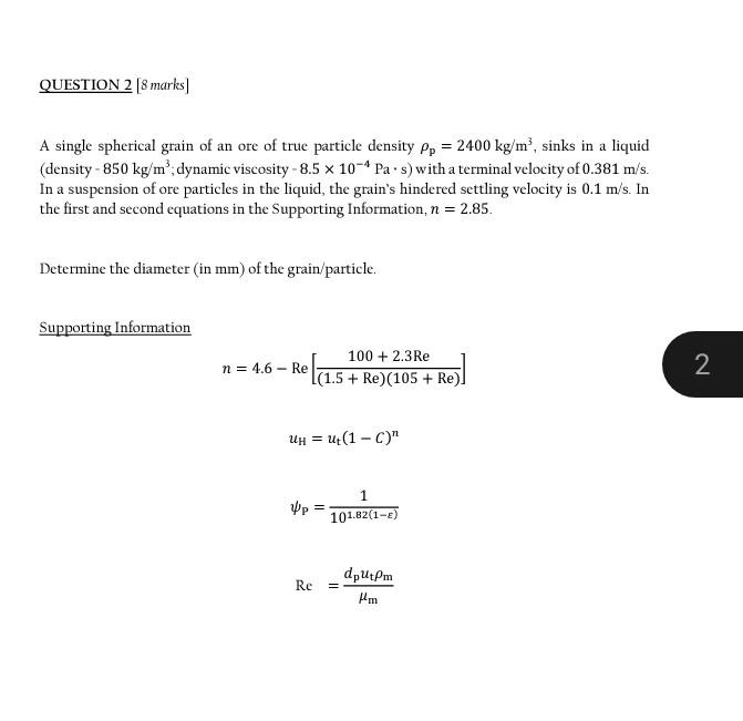 Solved QUESTION 2 (8 marks A single spherical grain of an | Chegg.com