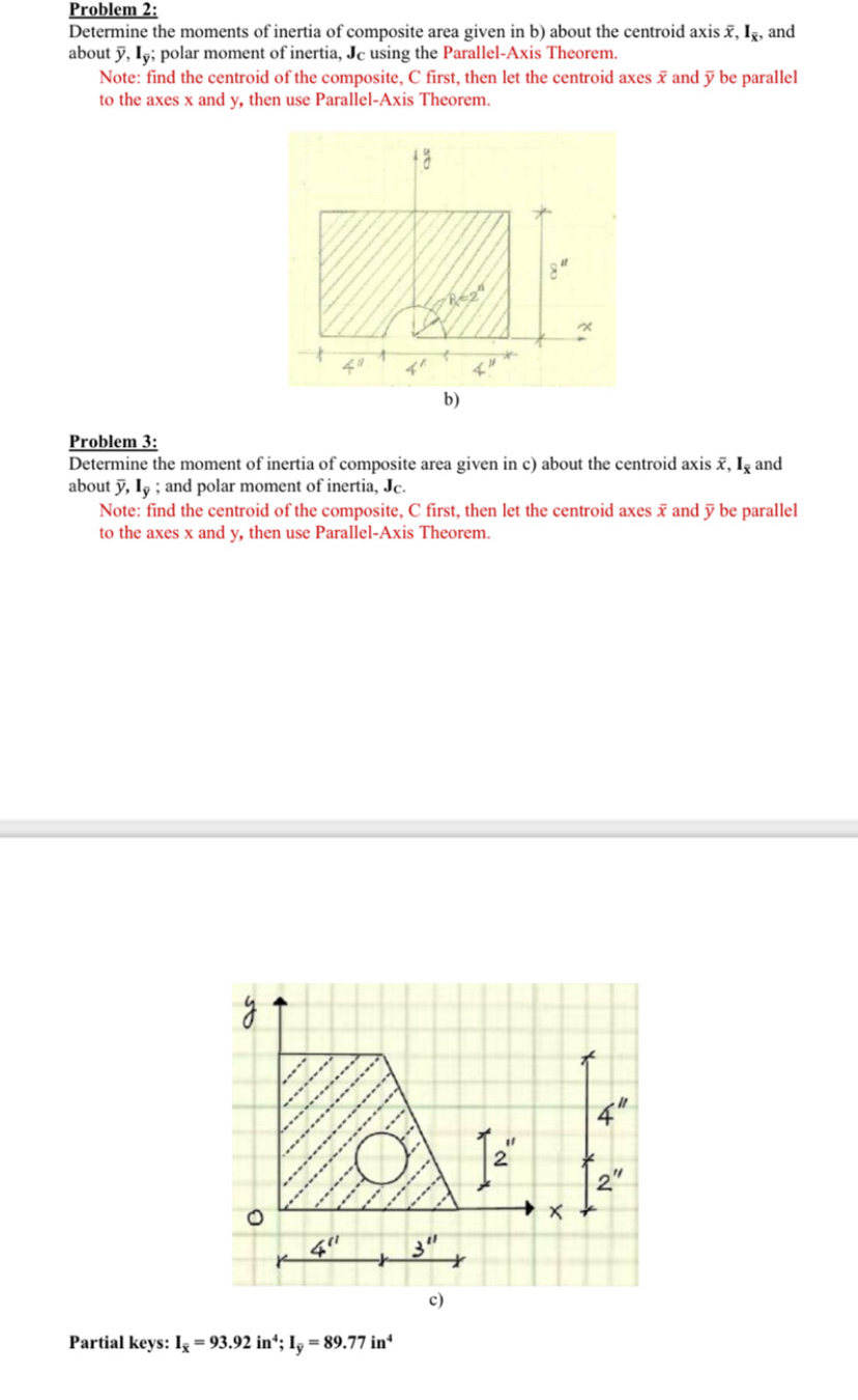 Solved Problem 2:Determine the moments of inertia of | Chegg.com