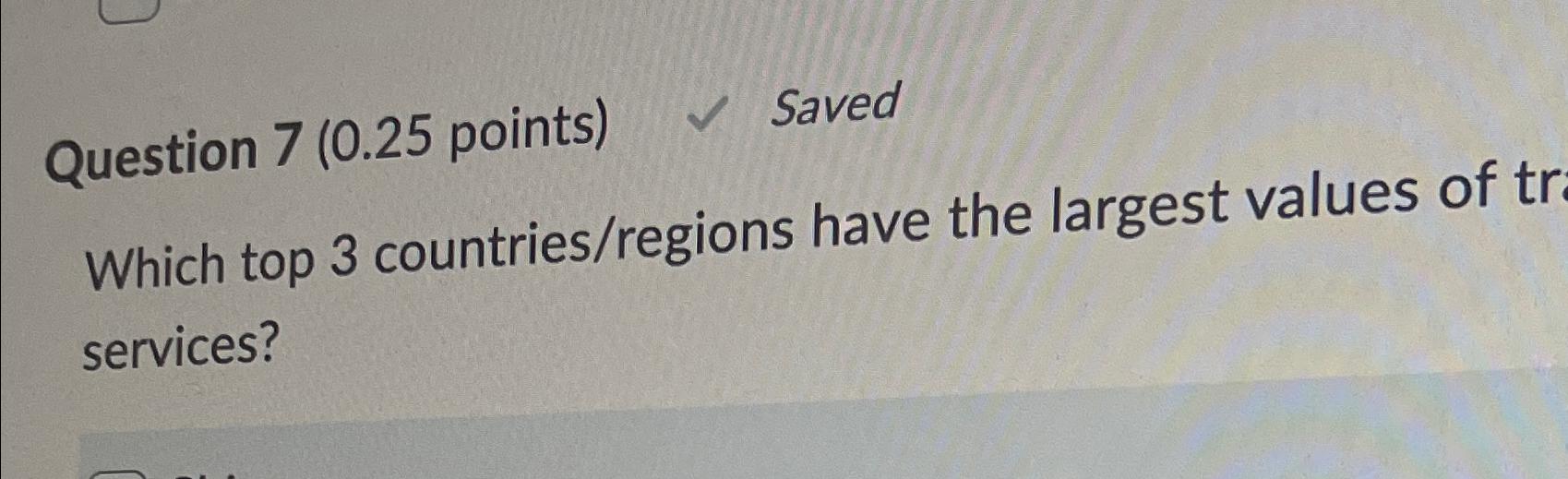 Solved Question 7 ( 0.25 ﻿points) ﻿SavedWhich top 3 | Chegg.com