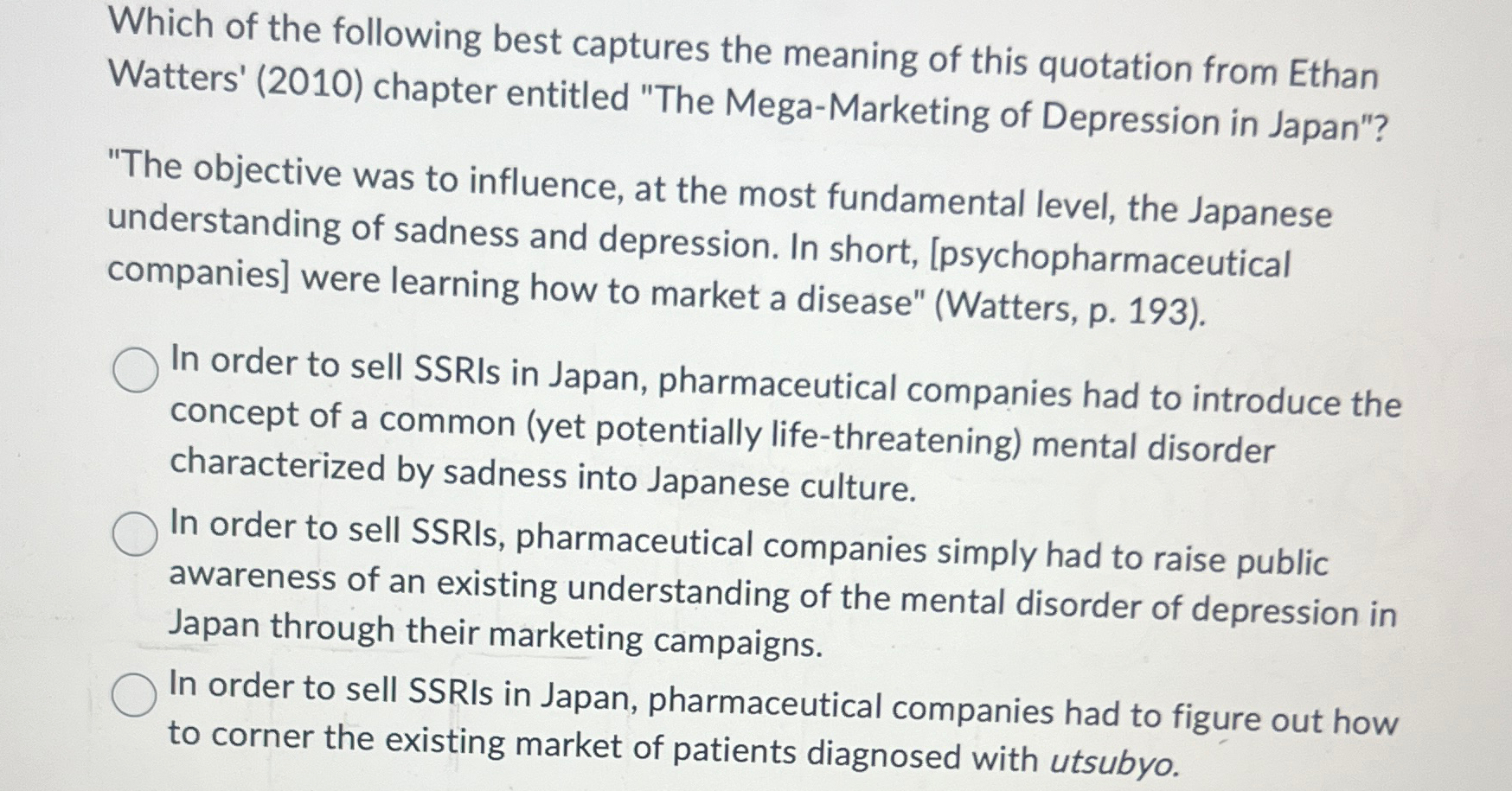 Solved Which of the following best captures the meaning of | Chegg.com