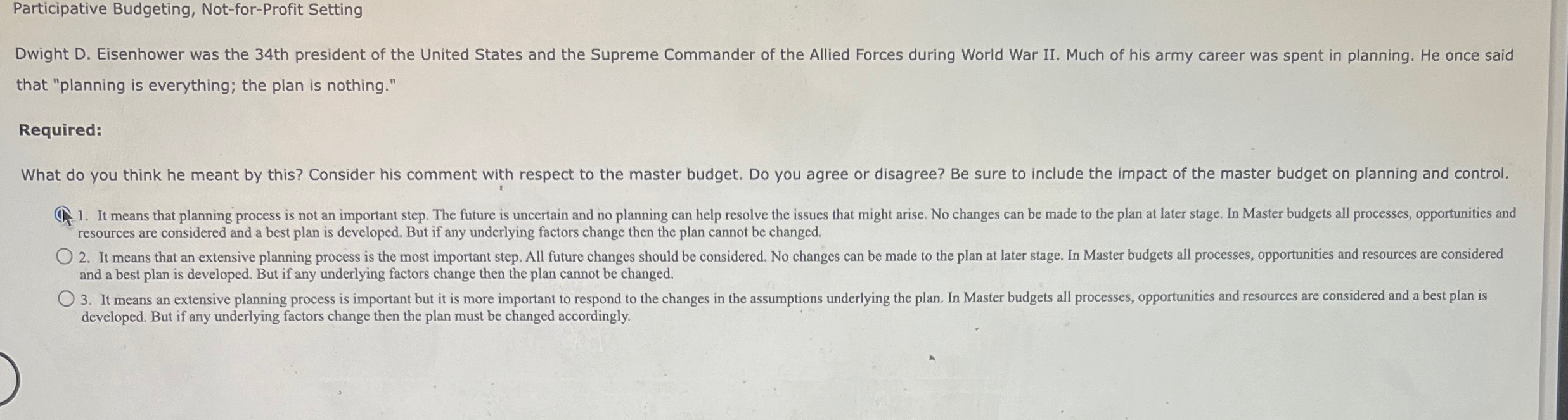 Solved Participative Budgeting, Not-for-Profit SettingDwight | Chegg.com