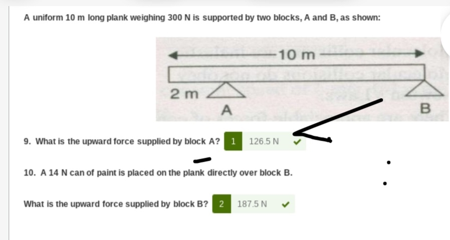 Solved A uniform 10m ﻿long plank weighing 300N ﻿is supported | Chegg.com