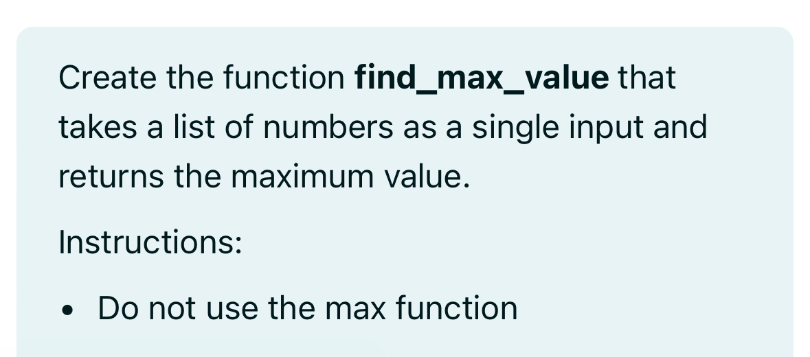 Solved Create the function find_max_value that takes a list | Chegg.com
