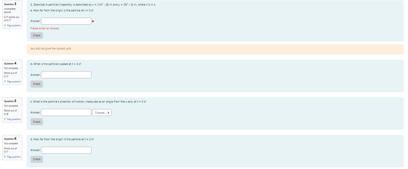 Solved (Exercise) ﻿A particle's trajectory is ﻿described | Chegg.com