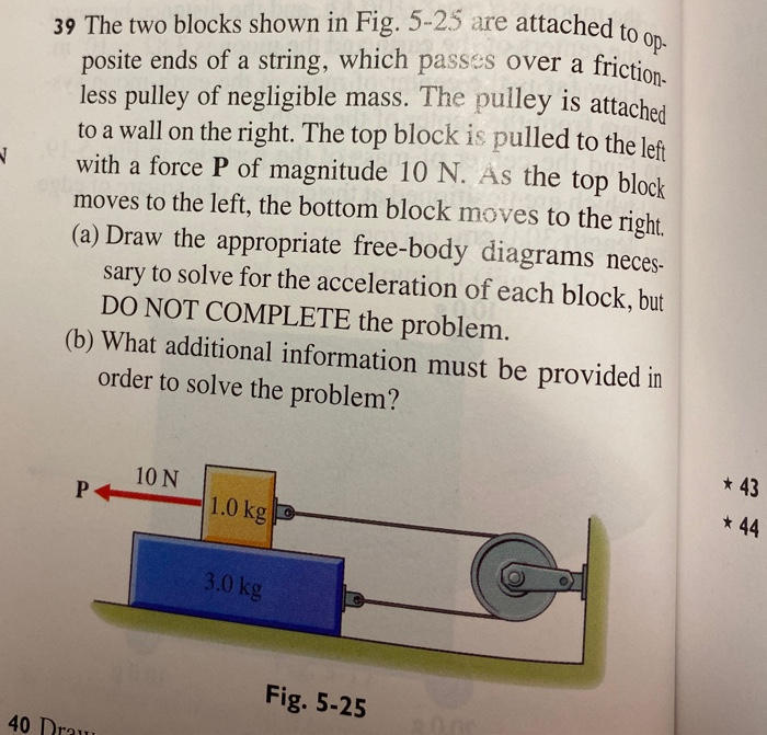Solved friction- 39 The two blocks shown in Fig. 5-25 are | Chegg.com
