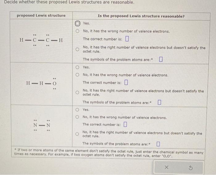 Solved Decide whether these proposed Lewis structures are | Chegg.com