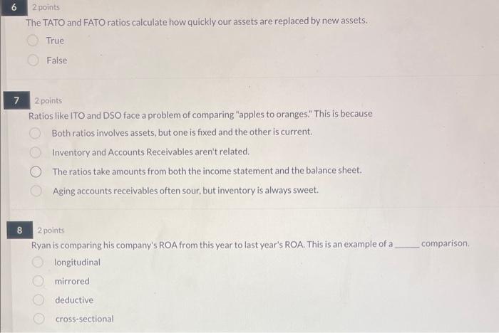 Solved The TATO and FATO ratios calculate how quickly our | Chegg.com