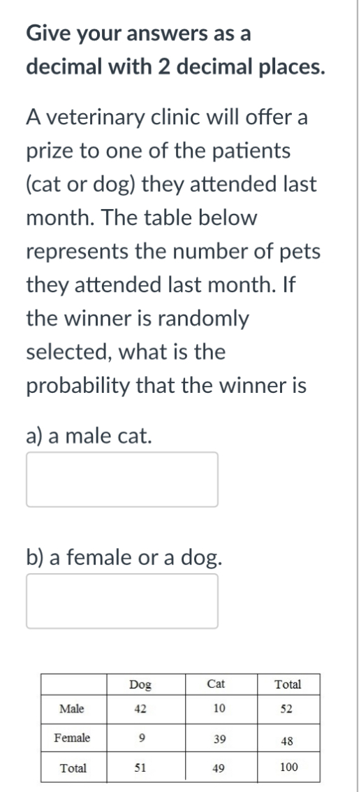 Solved Give your answers as adecimal with 2 ﻿decimal | Chegg.com