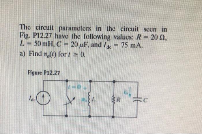 Solved The circuit parameters in the circuit scen in Fig. | Chegg.com