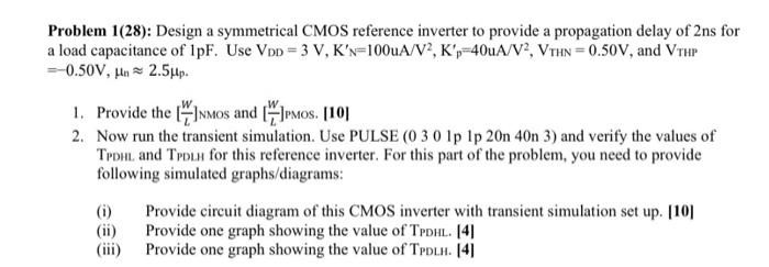 Problem 1(28): Design a symmetrical CMOS reference | Chegg.com