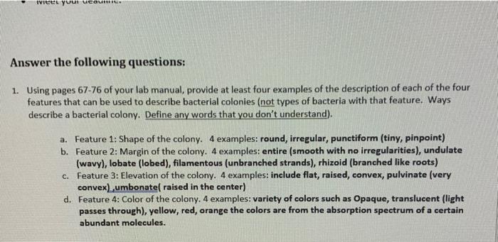 Solved 2. A single isolated colony on a plate (one that is | Chegg.com