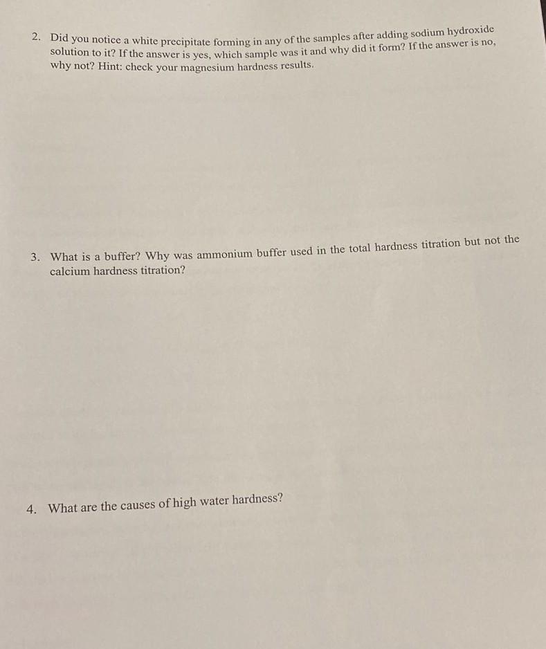 Solved Calculations: 1. Calculate the milligrams of hardness | Chegg.com
