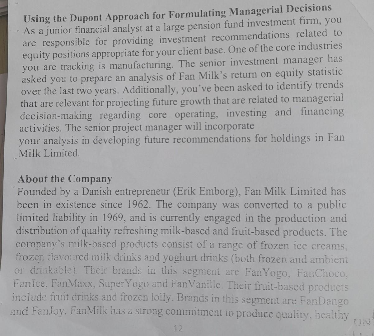 using the dupont Analysis approach discuss and | Chegg.com