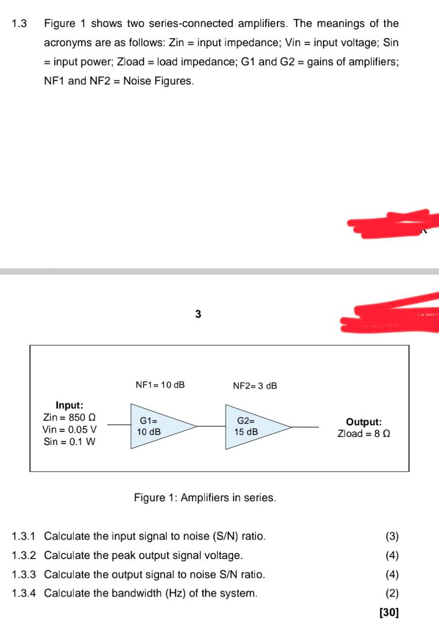 Solved 1.3 Figure 1 shows two series-connected amplifiers. | Chegg.com