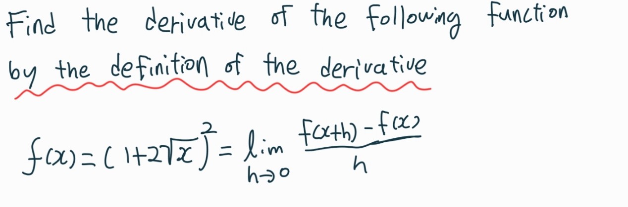 Solved Find the derivative of the following functionby the | Chegg.com