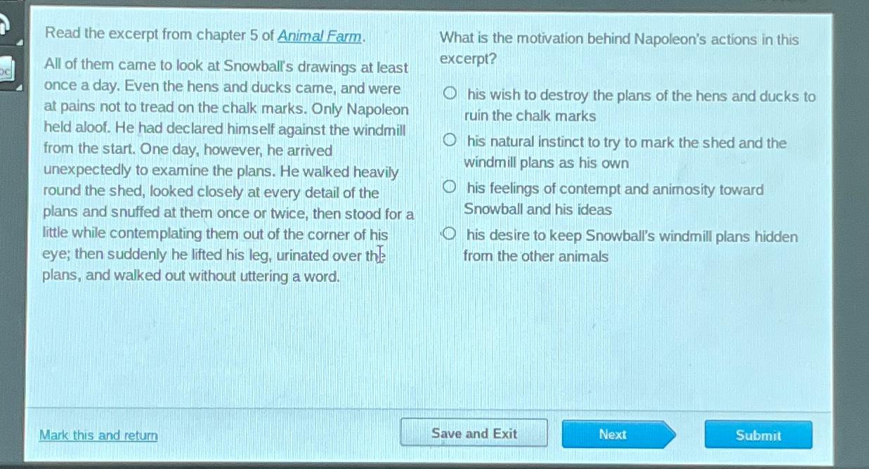 Solved Read the excerpt from chapter 5 ﻿of Animal Farm.All | Chegg.com