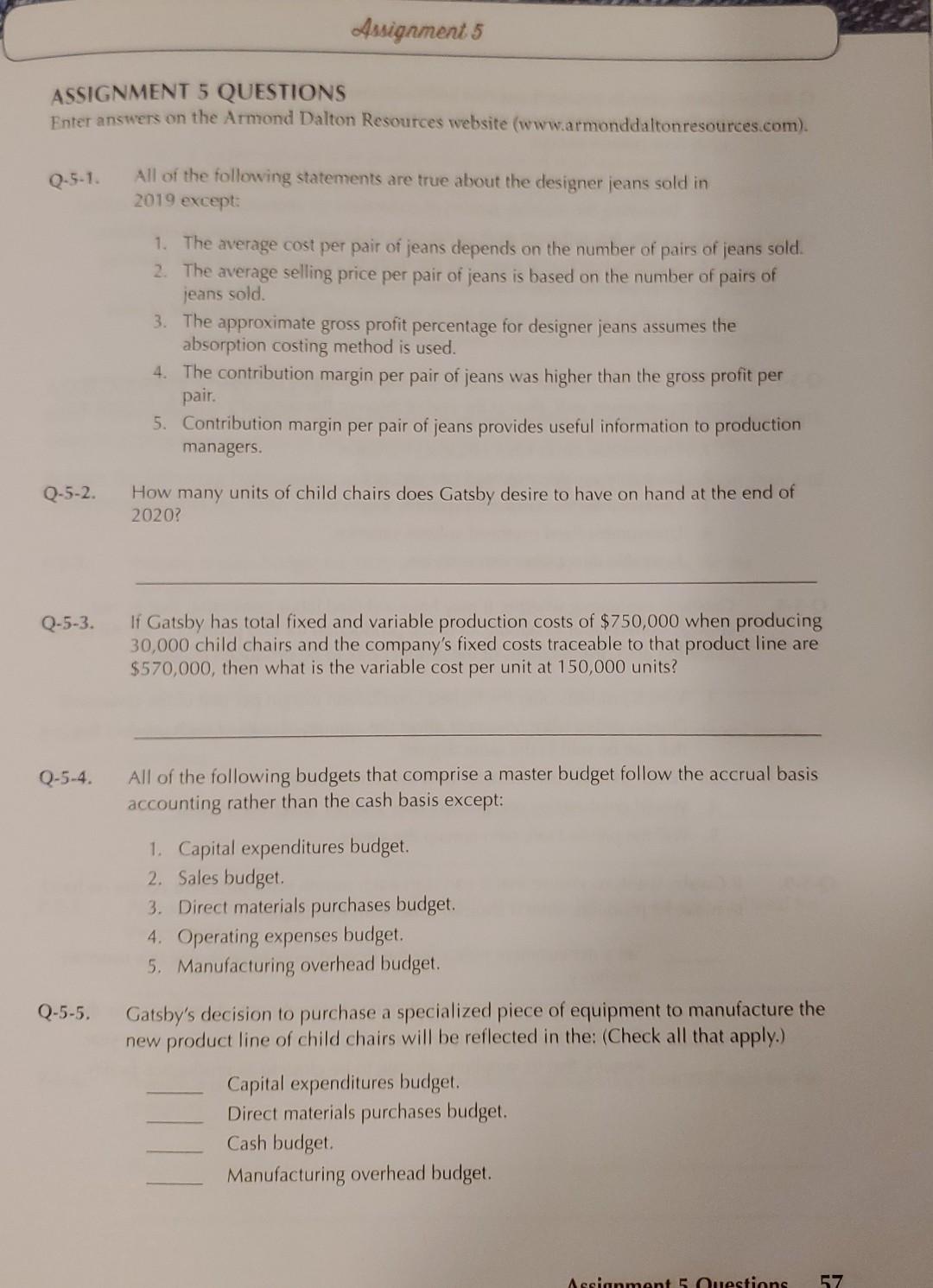 Solved Assignment 5 ASSIGNMENT 5 QUESTIONS Enter answers on | Chegg.com