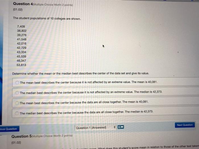 Solved Question 4 multiple Choice Worth 2 points) (01.02) | Chegg.com