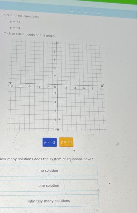Solved Groph these equations: y=−3y=−3 Click to select | Chegg.com