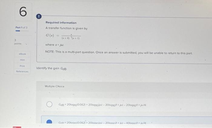Solved Required information A transfer function is given by | Chegg.com