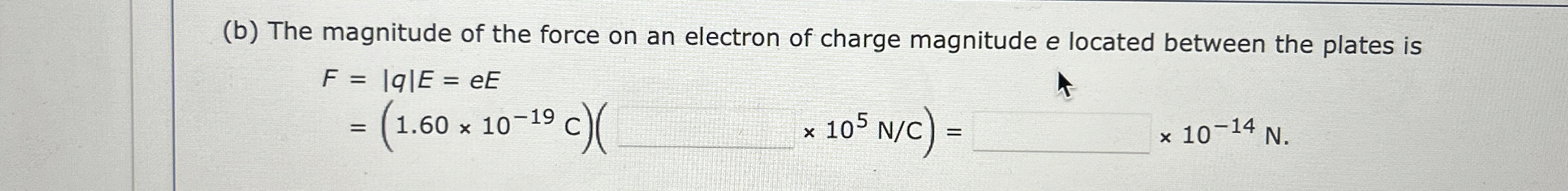 Solved (b) ﻿The magnitude of the force on an electron of | Chegg.com