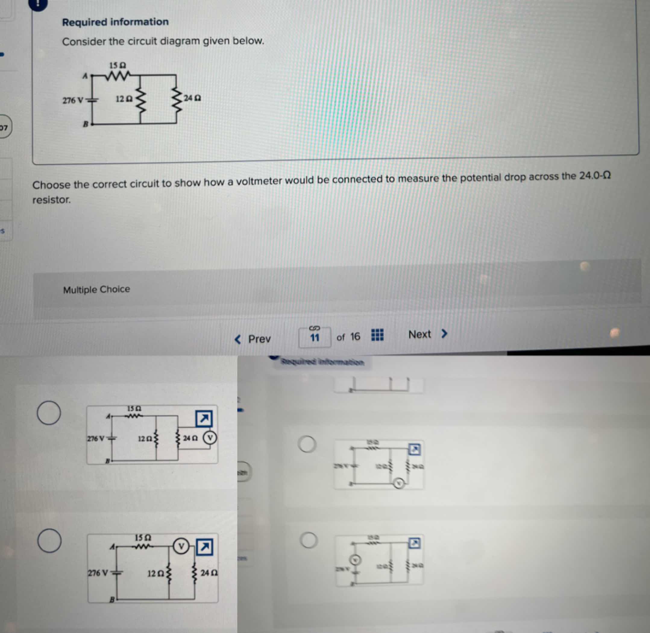 Solved Choose the correct circuit to show how a voltmeter | Chegg.com