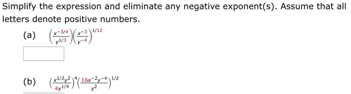 Solved Simplify the expression and eliminate any negative | Chegg.com