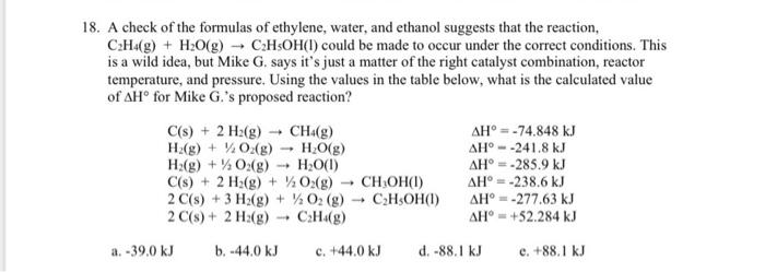 Solved 15. The thermochemical equation which is associated | Chegg.com